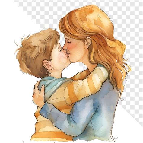 Ilustración De Acuarela De Madre E Hijo Abrazados Archivo Psd Premium