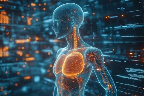 Digital Representation Of A Human Body Highlighting The Respiratory