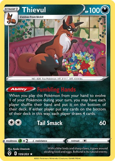 Thievul 105 Evolving Skies Card List Pokemon Tcg Digitaltq