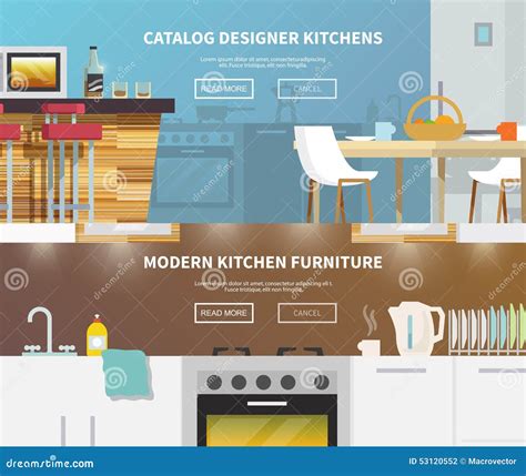 Kitchen Furniture Banner stock vector. Illustration of indoor - 53120552