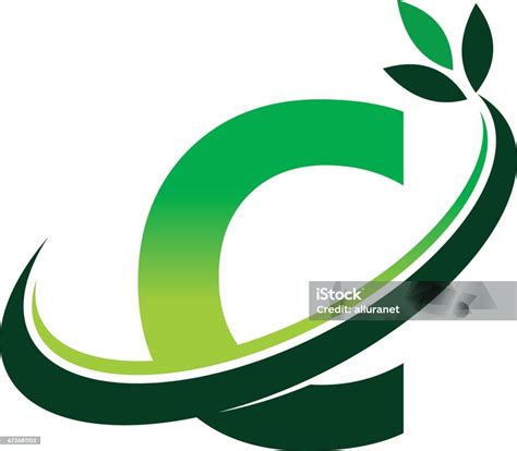 나뭇잎 편지 C Swoosh 0명에 대한 스톡 벡터 아트 및 기타 이미지 0명 녹색 농업 Istock