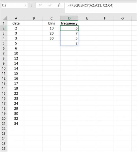 how to create a frequency distribution in excel