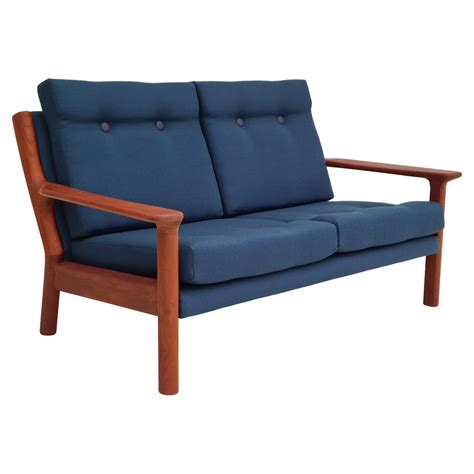 70s Danish Design Renovated 3 Seater Sofa Linen Furniture Fabric