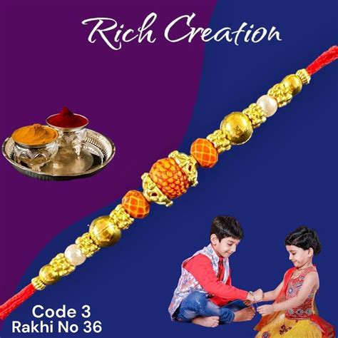 22 Inch Golden Elegant Traditional Gold Plated Rakhi Rc Rk 36 At Rs