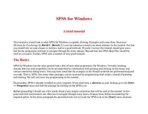 Doc Spss For Windows A Brief Tutorial