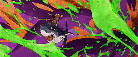 Chainsaw Man 2k Denji And Beam — Shark Ride Wallpaper 3840x1600