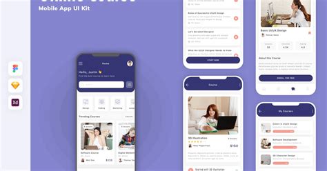 Online Course Mobile App Ui Kit Ux And Ui Kits Ft Online And Education Envato