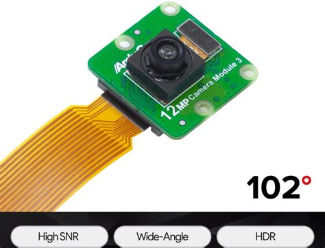 Arducam 12mp Imx708 102° Wide Angle Fixed Focus Hdr High Snr Camera For Rpi Robotshop