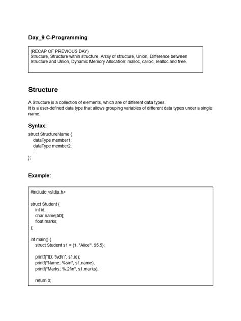 Day 9 C Programming Pdf Integer Computer Science Programming