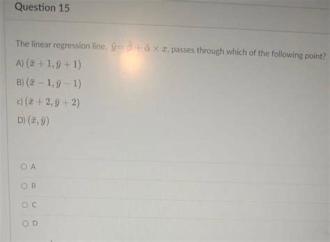 Solved The linear regression line y β α x passes Chegg com