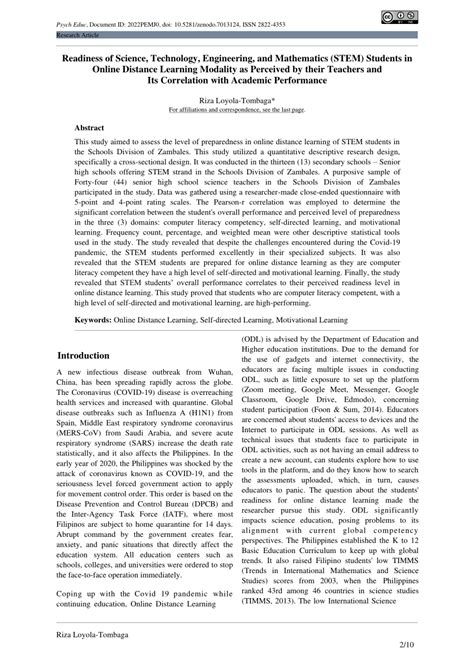 Pdf Readiness Of Science Technology Engineering And Mathematics