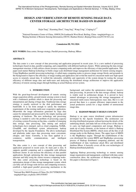 Pdf Design And Verification Of Remote Sensing Image Data Center Storage Architecture Based On
