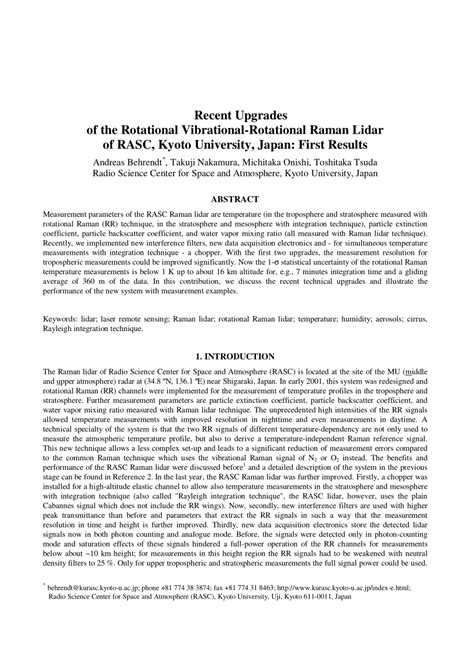 Pdf Recent Upgrades Of The Rotational Vibrational Rotational Raman