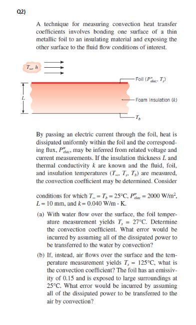 Solved Q2 A Technique For Measuring Convection Heat