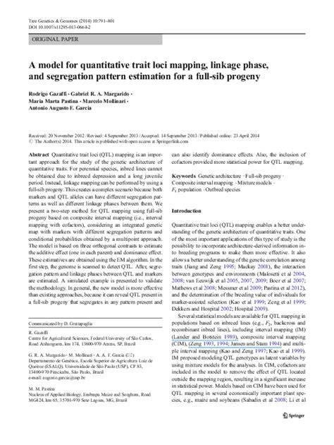 pdf a model for quantitative trait loci mapping linkage phase and