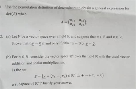 Solved Use The Permutation Definition Of Determinant To