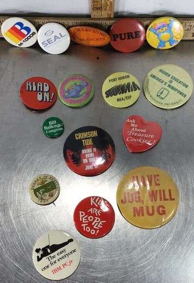 Collection Of Misc Pin Back Buttons Sherwood Auctions