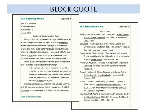 Mla Block Quotation Example Mla Block Quotation Example