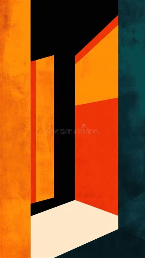 Abstract Geometric Composition With Bold Colors And Shapes Creating A