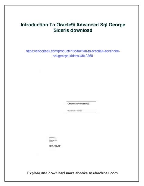 introduction to oracle9i advanced sql george sideris pdf