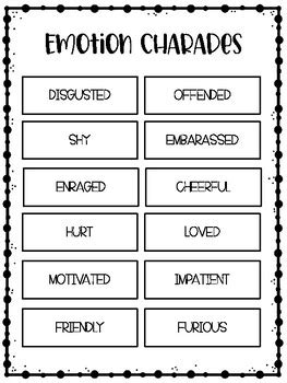 Emotion Charades Cards Printable A Fun Way To Express And Understand