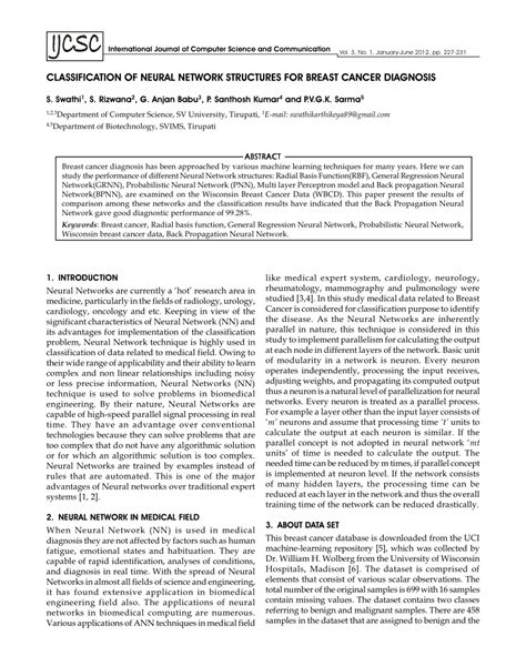 pdf classification of neural network structures for breast cancer