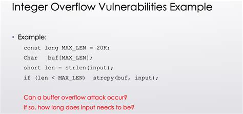 Integer Overflow Vulnerabilities Example From Chegg