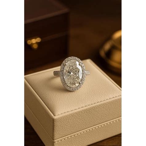 14k White Gold Plated 3ct Oval Cut Simulated Diamond Hidden Halo