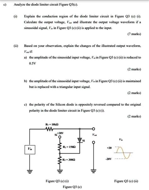 Solved Please Solve All Questions Step By Step 0 Analyze The Diode Limiter Circuit Figure Q3