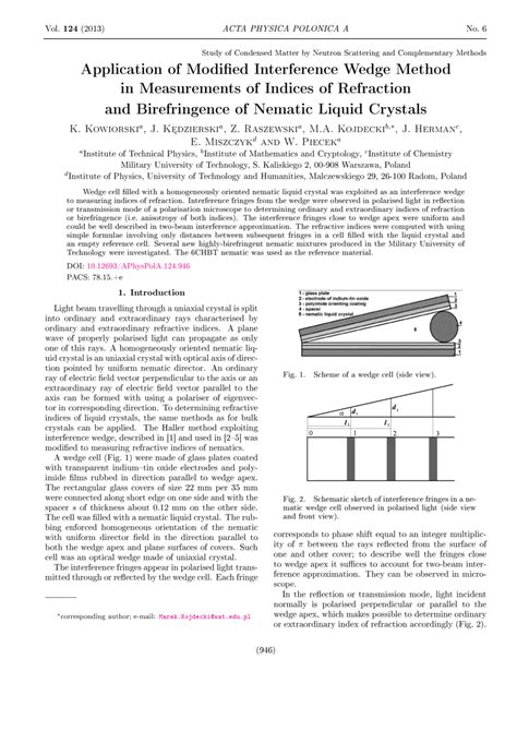 PDF Application Of Modified Interference Wedge Method In Measurements Of Indices Of Refraction
