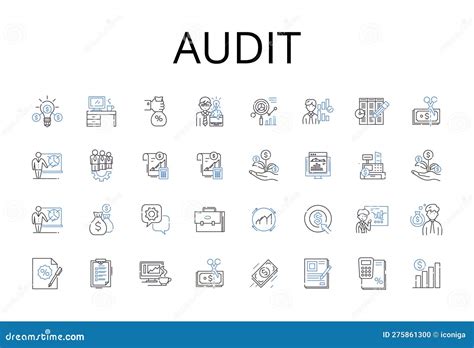 Audit Line Icons Collection Checkup Verification Inspection