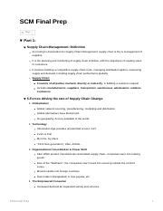 SCM Final Prep Pdf SCM Final Prep Tags Part Supply Chain Management Definition According