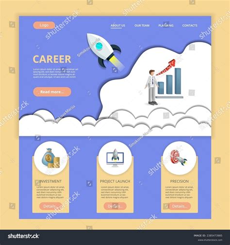 Career Flat Landing Page Website Template Stock Vector Royalty Free