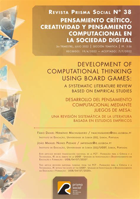 Pdf Development Of Computational Thinking Using Board Games A Systematic Literature Review