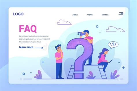 Faq Landing Page Online Customer Support Service Frequently Asked Questions Concept Stock