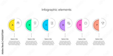 Business Process Chart Infographics With 6 Step Rectangles Circle