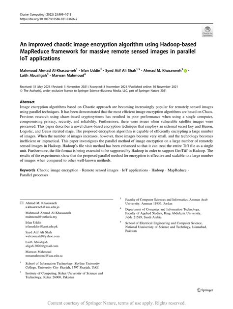 An Improved Chaotic Image Encryption Algorithm Using Hadoop Based