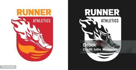스포츠 실행을위한 템플릿 로고 라벨 엠블럼 또는 배지 클럽 마라톤 이벤트 티셔츠 브랜딩의 흑백 및 색상 디자인 요소를 설정합니다