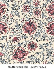 Indian Floral Block Print Seamless Pattern Stock Vector Royalty Free 2389771223 Shutterstock