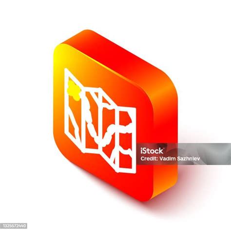 흰색 배경에 격리 된 등색 라인 골프 코스 레이아웃 아이콘 주황색 정사각형 버튼 벡터 0명에 대한 스톡 벡터 아트 및 기타 이미지 0명 3차원 형태