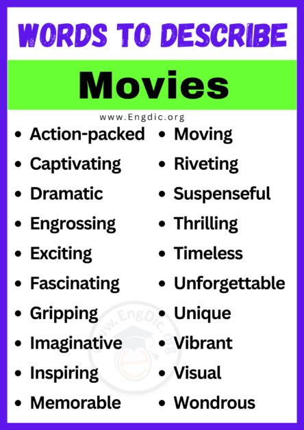 20 Best Words To Describe Movies Adjectives For Movies Engdic