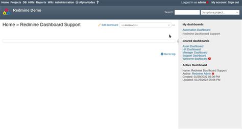 Redmine Dashboard Guide Alphanodes