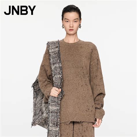 Jnby 江南布衣秋冬毛针织衫女含牦牛绒镂空圆领柔软宽松5o0312130 217 灰浅咖 S【图片 价格 品牌 报价】 京东