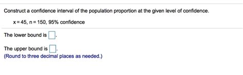 solved construct a confidence interval of the population