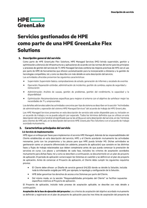 Hpe Managed Services As Part Of An Hpe Greenlake Flex Solutions