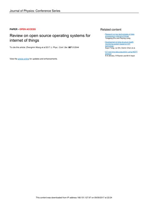 Pdf Review On Open Source Operating Systems For Internet Of Things