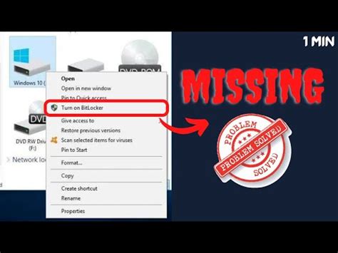Problem Solved Missing Bitlocker Bitlocker YouTube