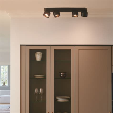 Downlight Pitcher Gu10 4 Luces Metal Negro Lampara Es