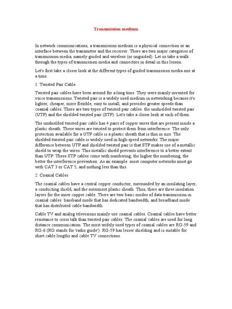 Transmission Medium Pdf Transmission Medium Data Transmission