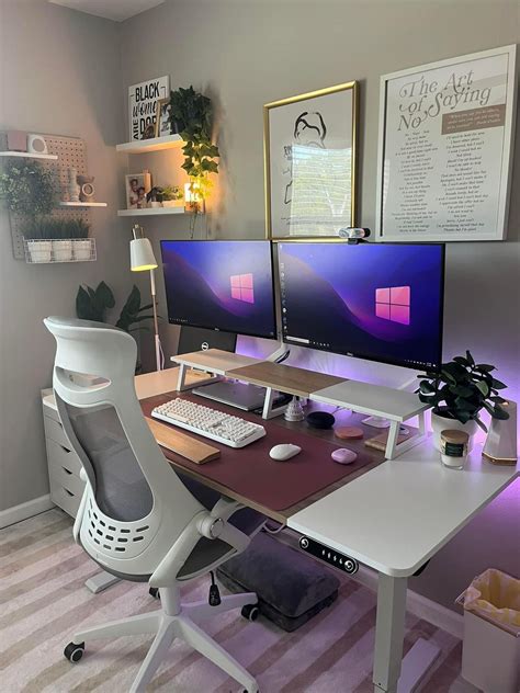 Minimalist Home Office Desk Setup Home Office Ideas Double Monitor